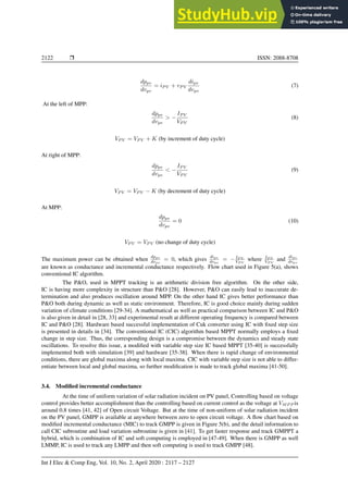 A Literature Review On Industrially Accepted MPPT Techniques For Solar PV System | PDF