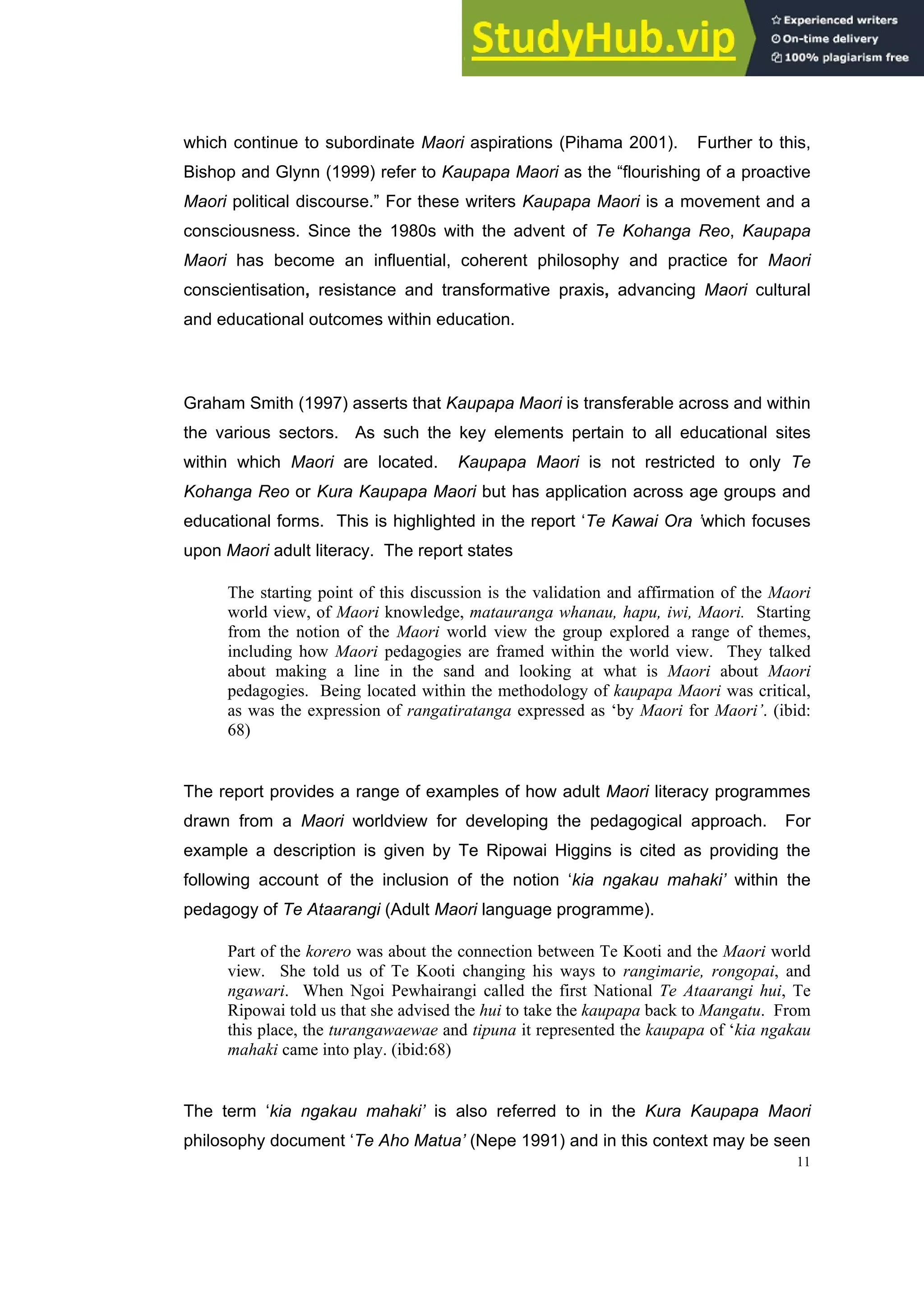 A LITERATURE REVIEW ON KAUPAPA MAORI AND MAORI EDUCATION PEDAGOGY | PDF ...
