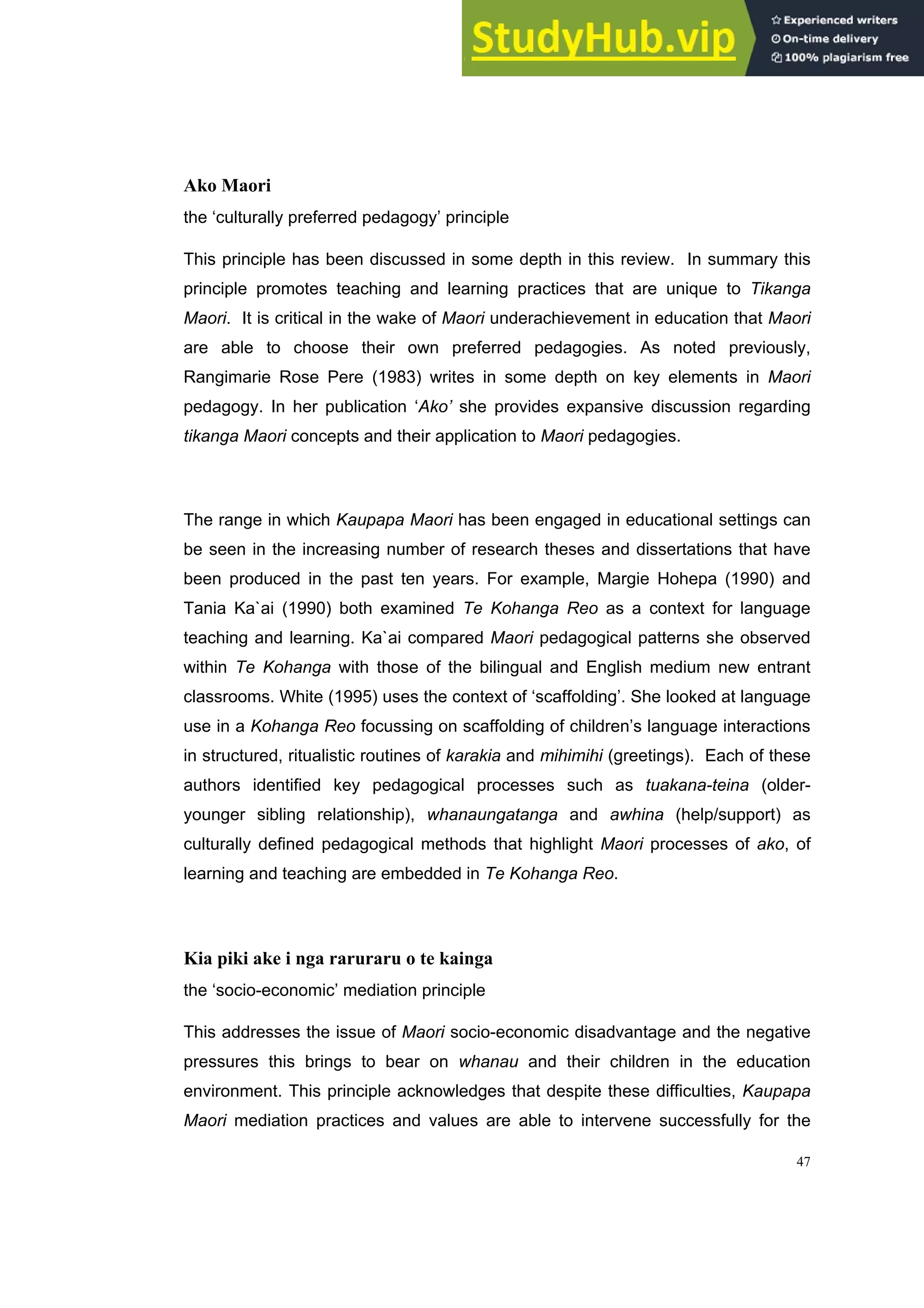 A LITERATURE REVIEW ON KAUPAPA MAORI AND MAORI EDUCATION PEDAGOGY | PDF
