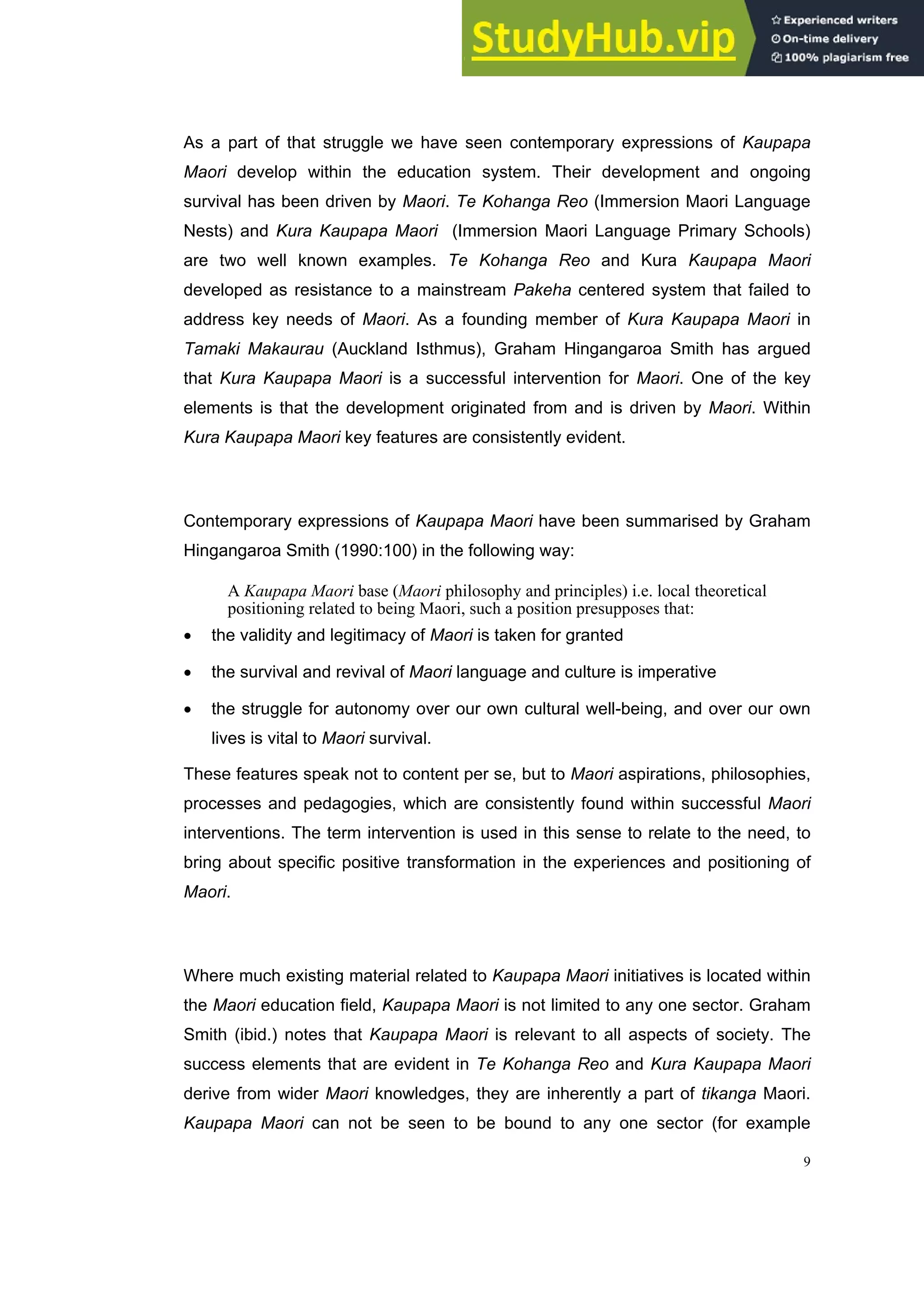 A LITERATURE REVIEW ON KAUPAPA MAORI AND MAORI EDUCATION PEDAGOGY | PDF ...