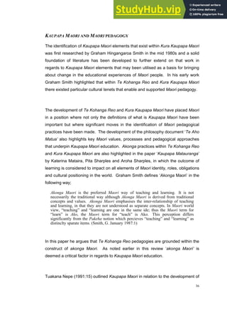 A LITERATURE REVIEW ON KAUPAPA MAORI AND MAORI EDUCATION PEDAGOGY | PDF