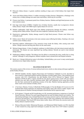 A Literature Review On Kidney Disease Prediction Using Data Mining ...
