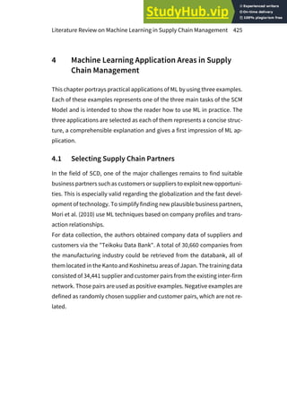 A Literature Review On Machine Learning In Supply Chain Management | PDF