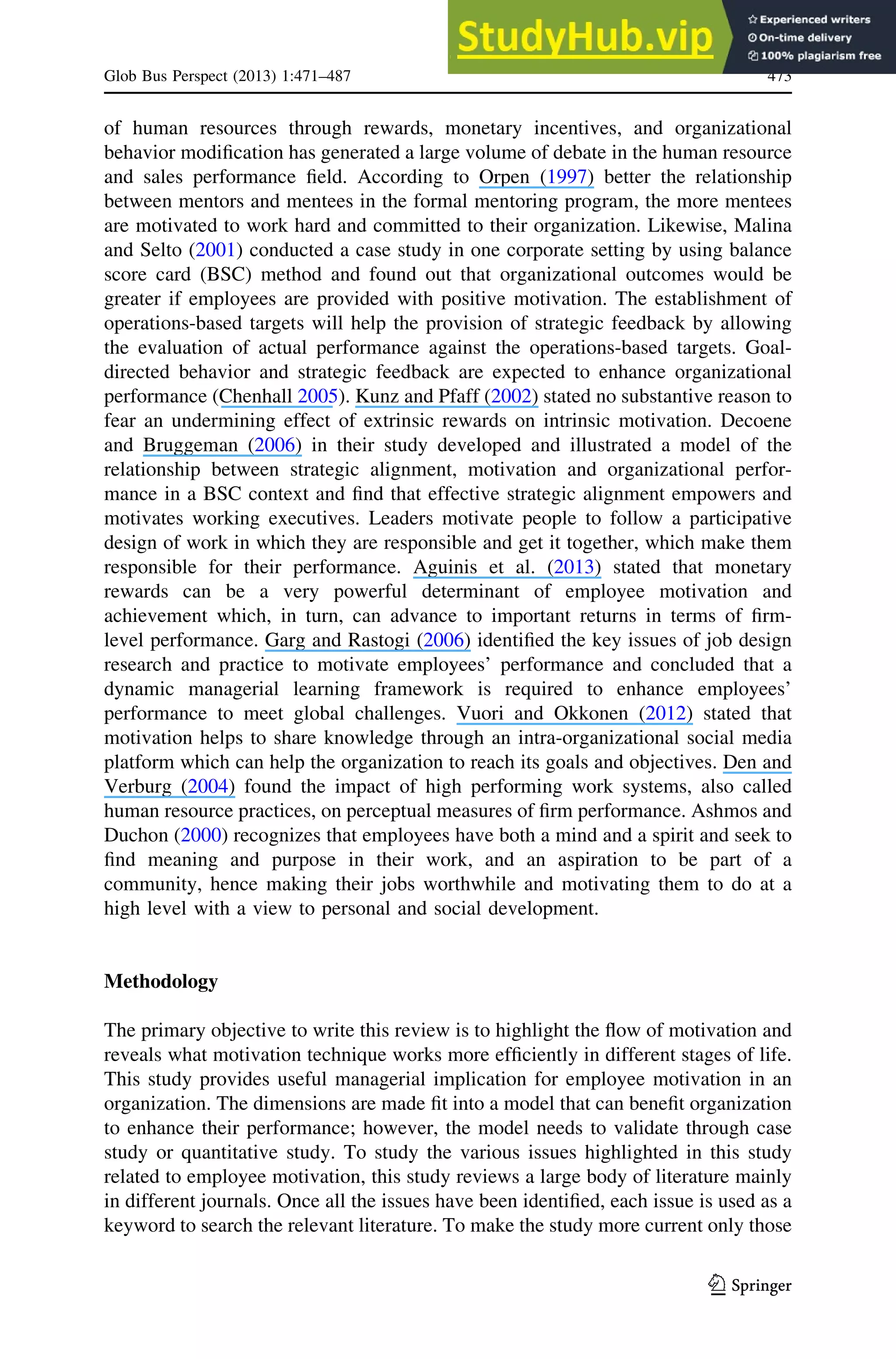 A Literature Review On Motivation | PDF