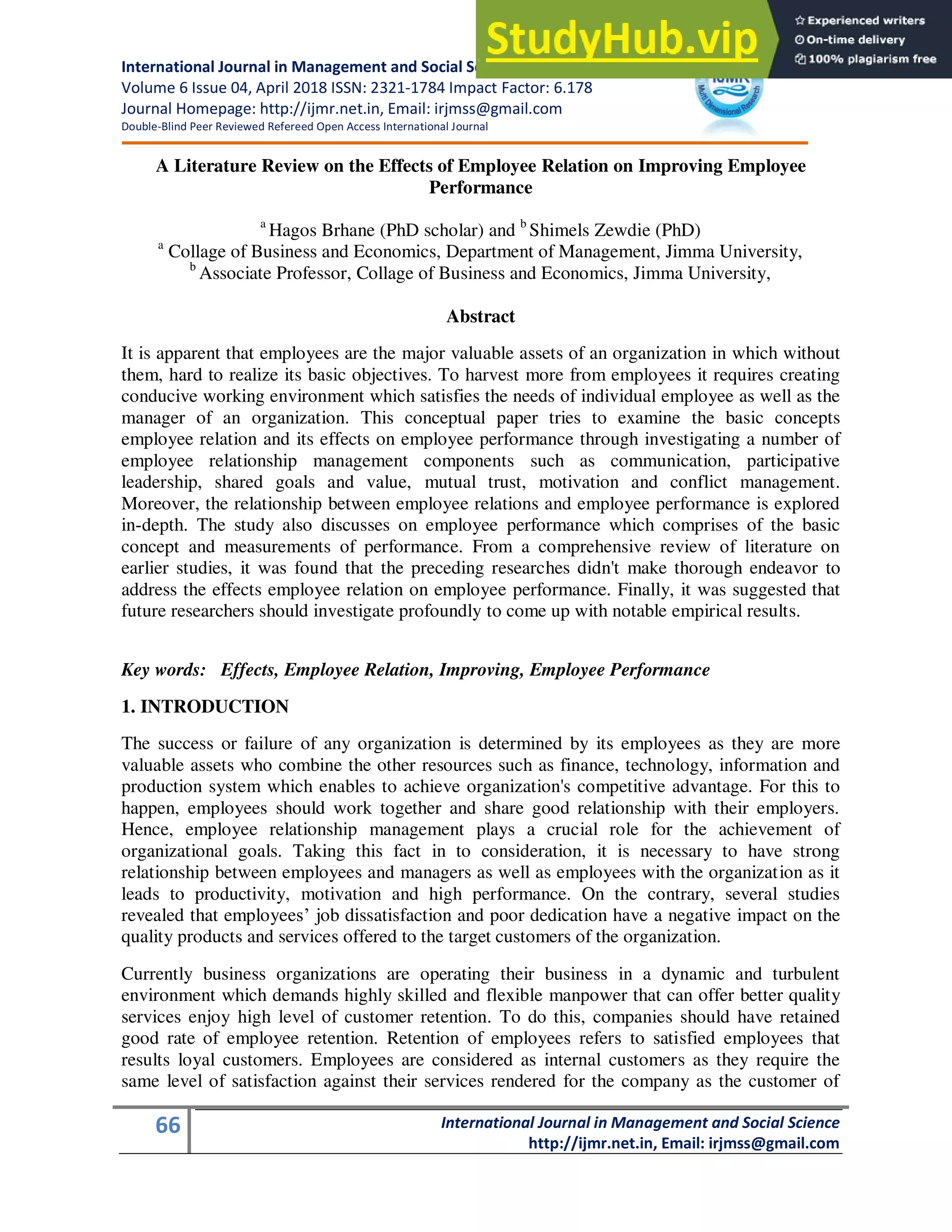 A Literature Review on the Effects of Employee Relation on Improving Employee Performance.pdf