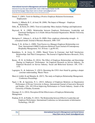 A Literature Review on the Effects of Employee Relation on Improving ...