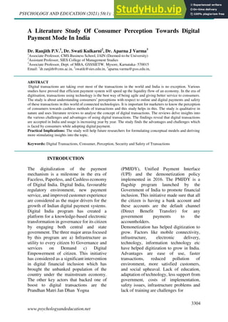 A Literature Study Of Consumer Perception Towards Digital Payment Mode ...