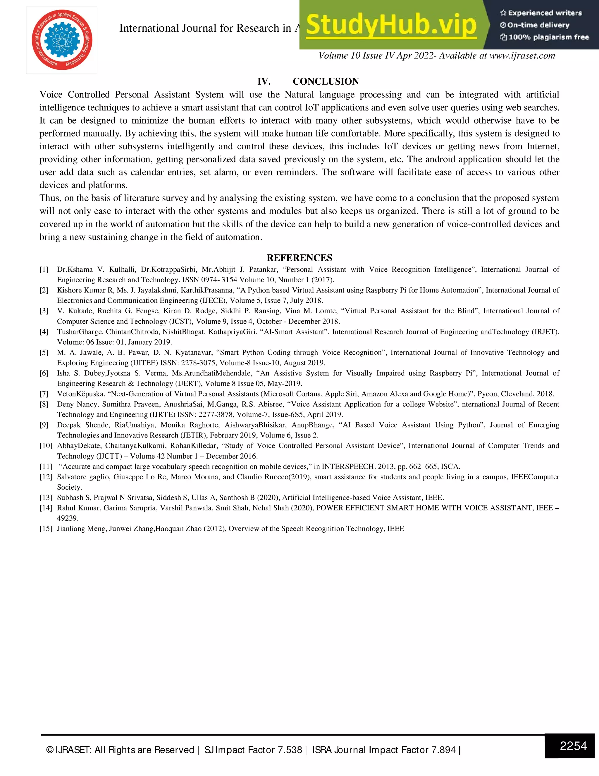 A Literature Survey On Voice Assistance | PDF