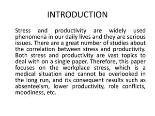 The corretaltion between stress and productivity | PPTX