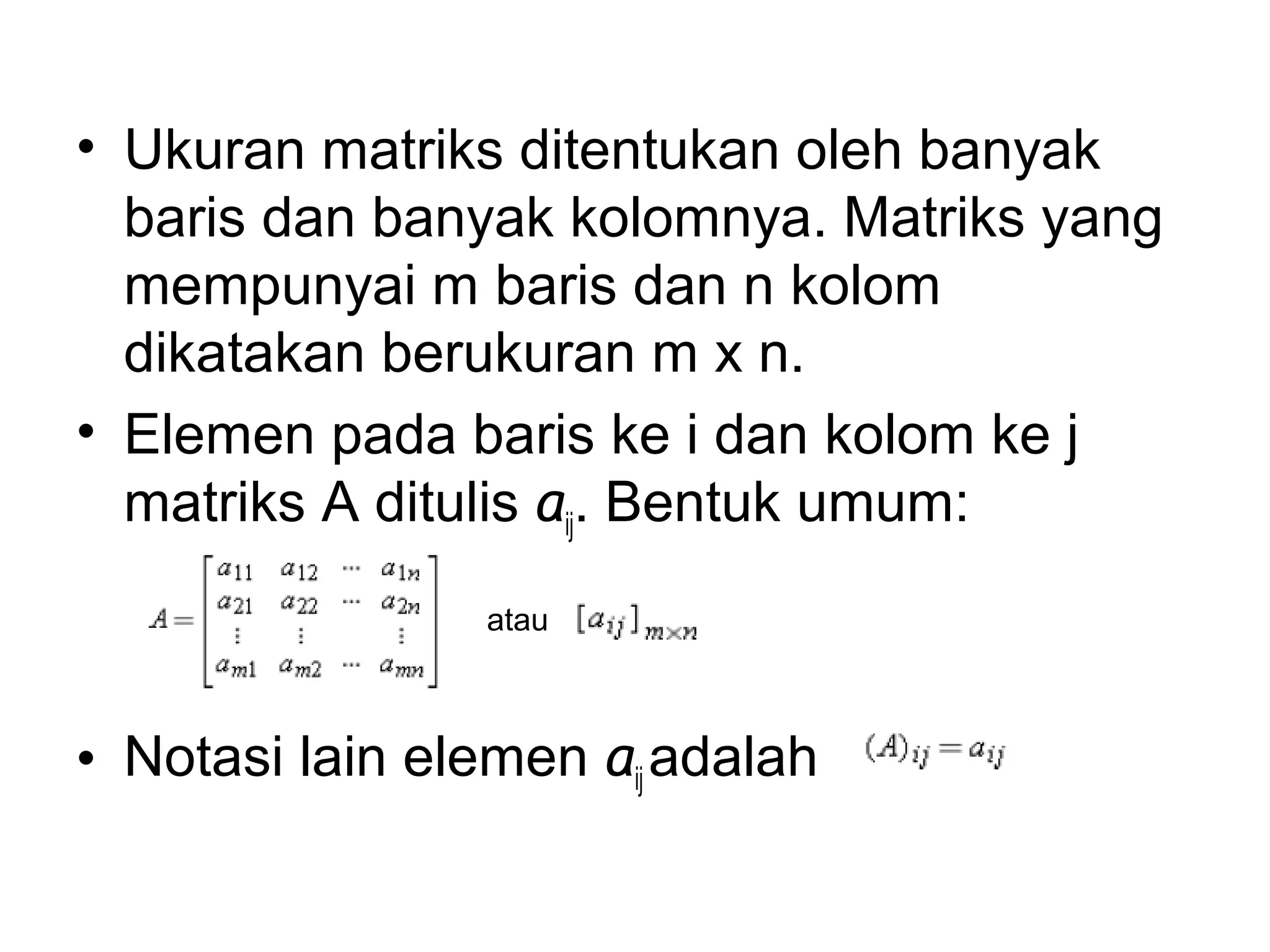 Aljabar linier-matriks (1) | PPT