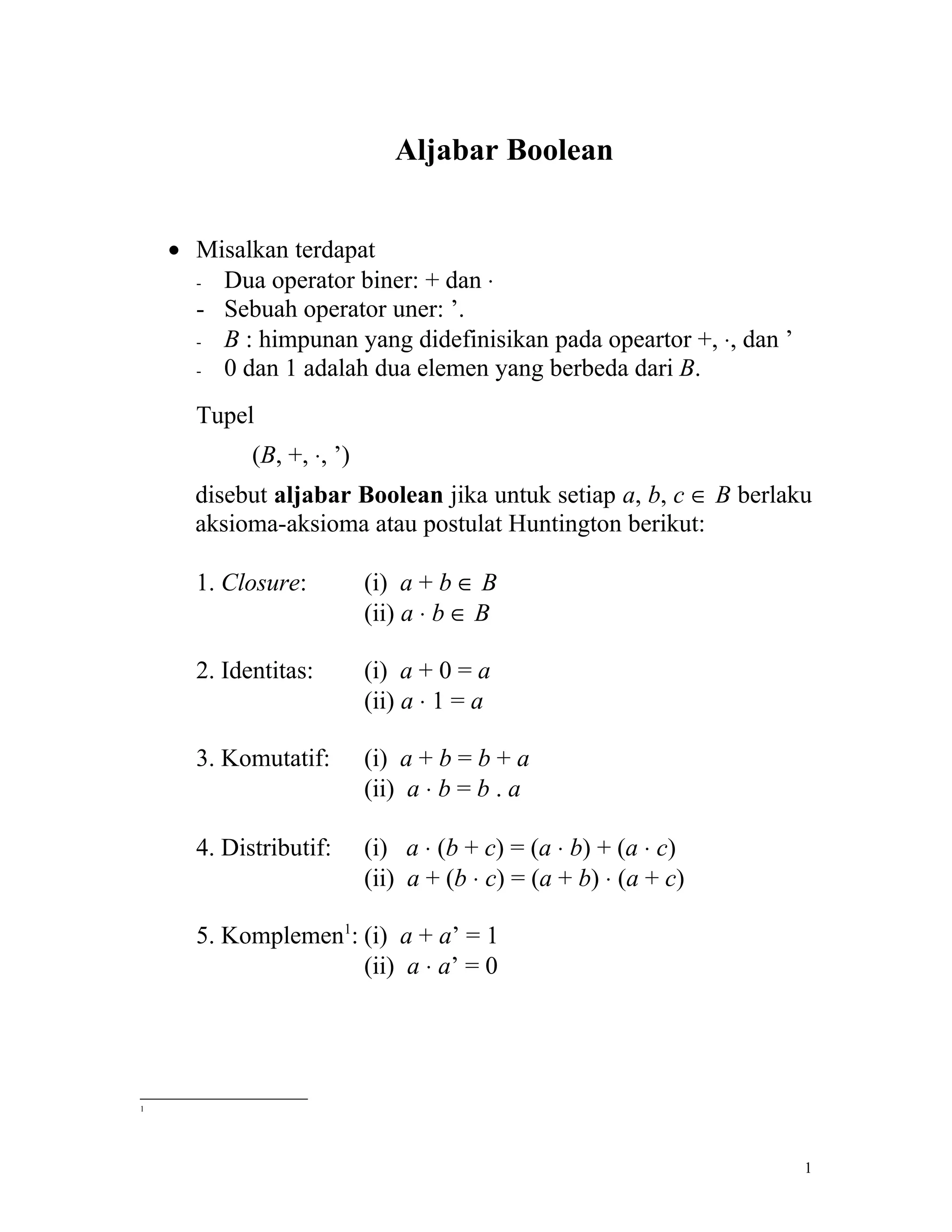 Aljabar boolean | DOC