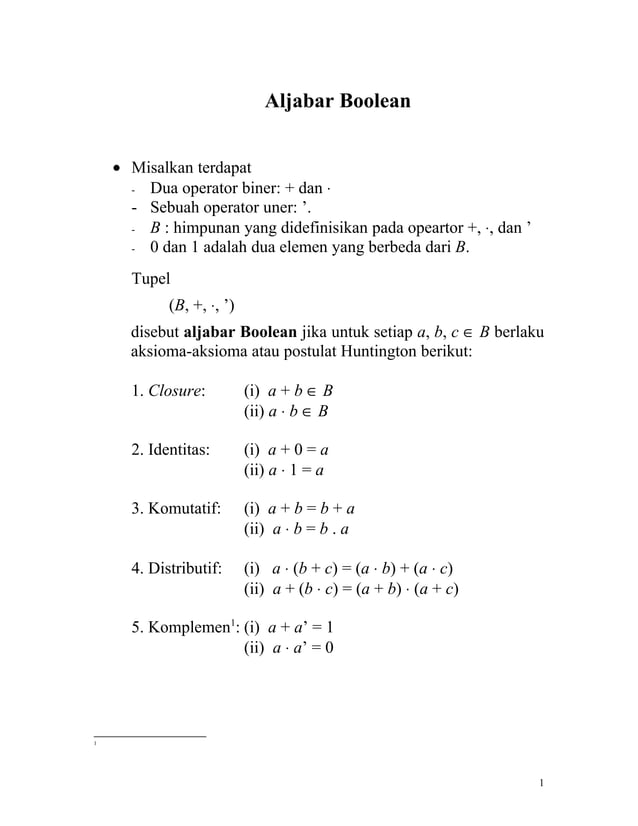 Aljabar Boolean Dasar | PDF