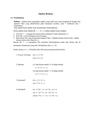 Aljabar boolean MK matematika diskrit | DOCX
