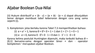 ALJABAR BOOLEAN PART 1 UNTUK MATERI MATEMATIKA DISKRIT | PDF