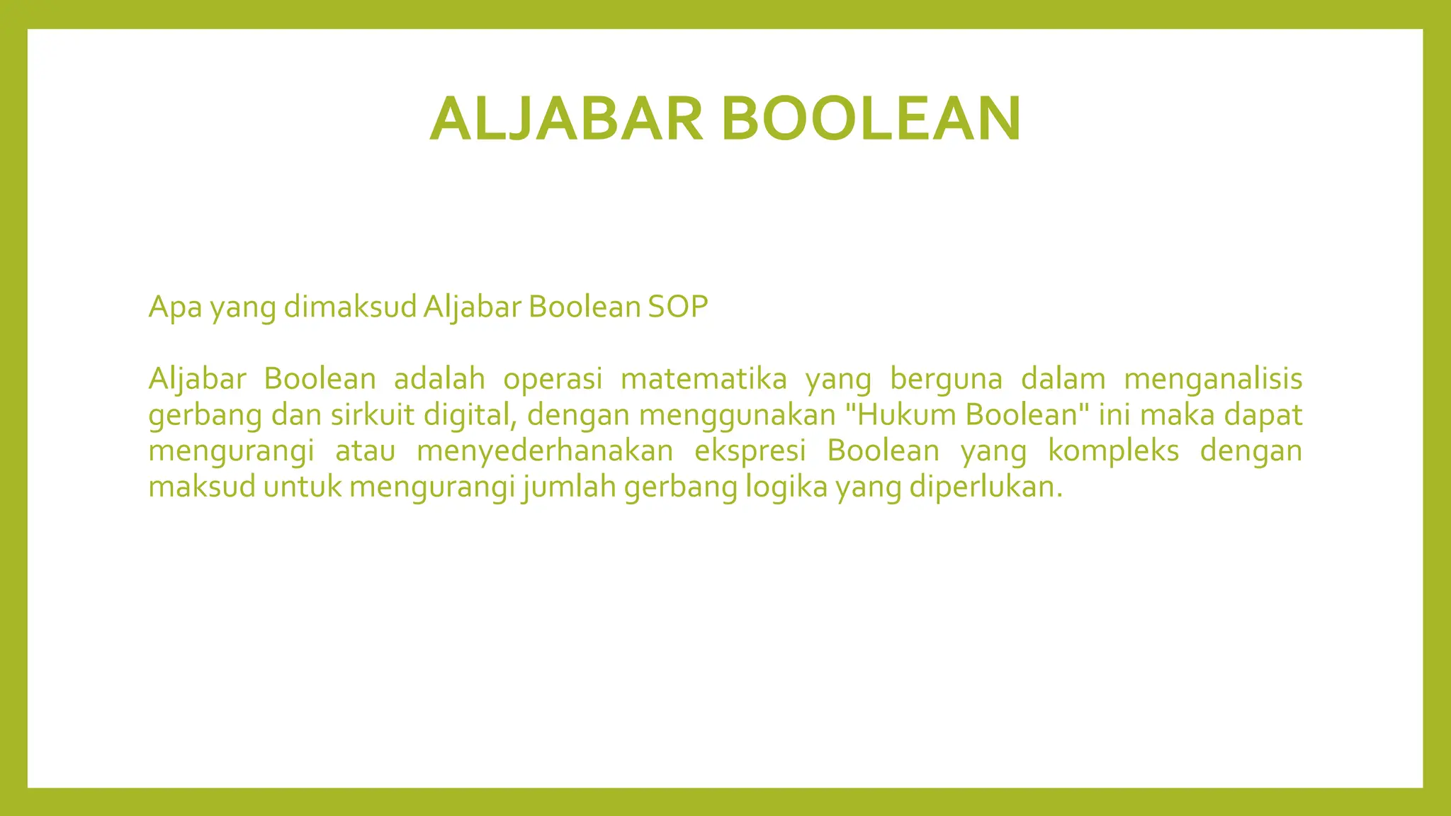 Aljabar Boolean SOP Matematika Diskrit | PPTX