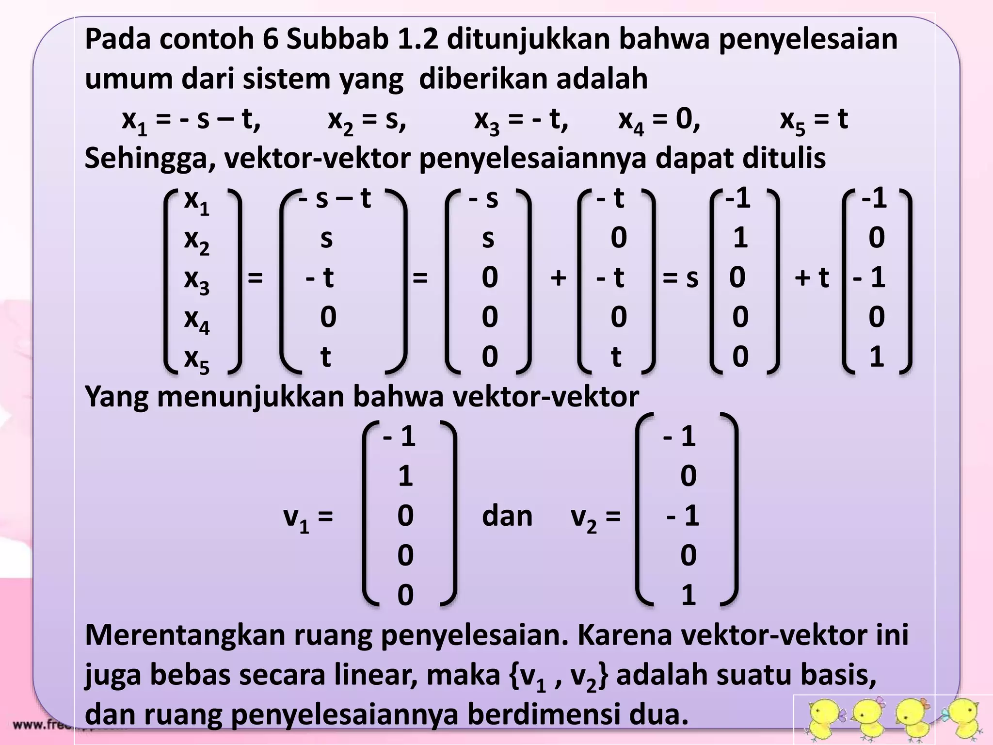 Aljabar linear:Kebebasan Linear, Basis, dan Dimensi.ppt