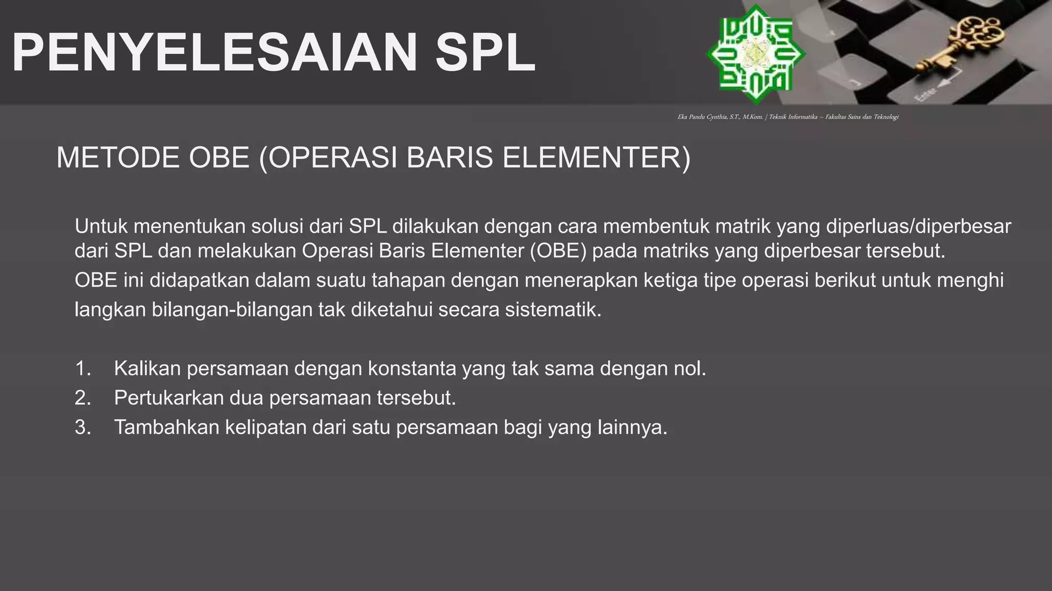 Materi ke-1 Aljabar Linier | PPTX