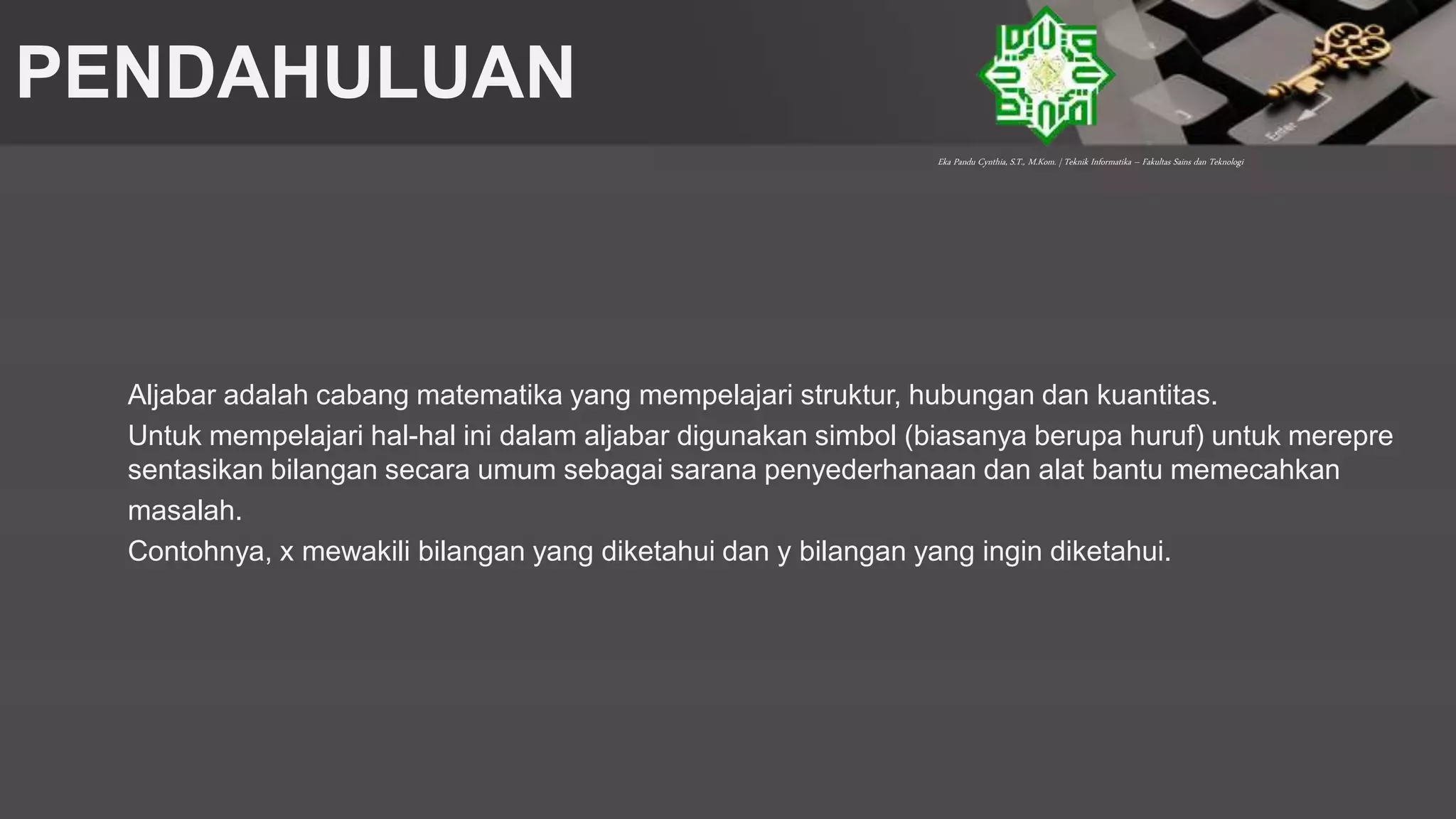 Materi ke-1 Aljabar Linier | PPTX