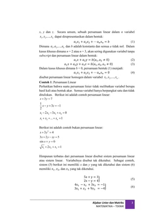 aljabar linier materi 1 teknik mesin.pdf aljabar linier materi 1 teknik ...