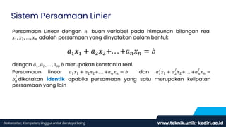Aljabar Linier Tatap Muka 1 Sistem Persamaan Linier.pptx