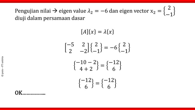 Aljabar Matriks Eigen Value And Eigen Vector Pptx