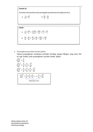 MATERI ALJABAR KELAS VII | PDF