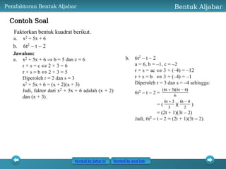 CONTOH LANGKAH-LANGKAH PENYELESAIAN ALJABAR TINGKAT BASIC | PPTX