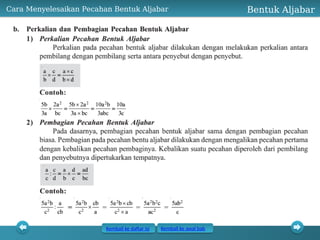 CONTOH LANGKAH-LANGKAH PENYELESAIAN ALJABAR TINGKAT BASIC | PPTX