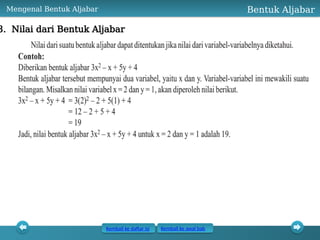 CONTOH LANGKAH-LANGKAH PENYELESAIAN ALJABAR TINGKAT BASIC | PPTX