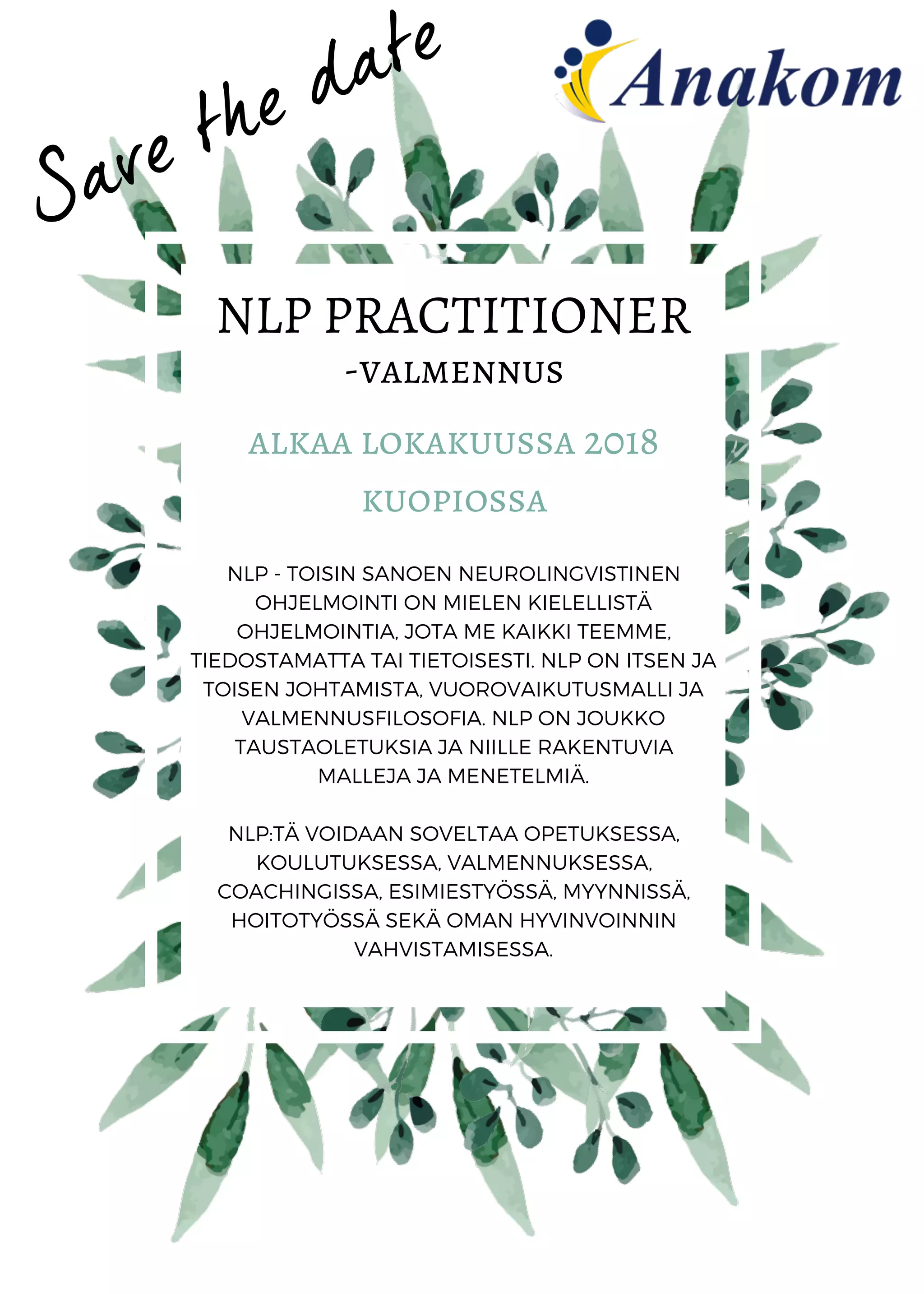 NLP Practitioner-valmennus Kuopiossa - Anakom | PDF