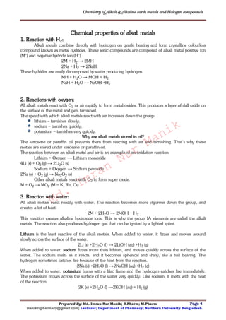 Chemistry of alkali and alkaline earth metals and halogen compounds ...