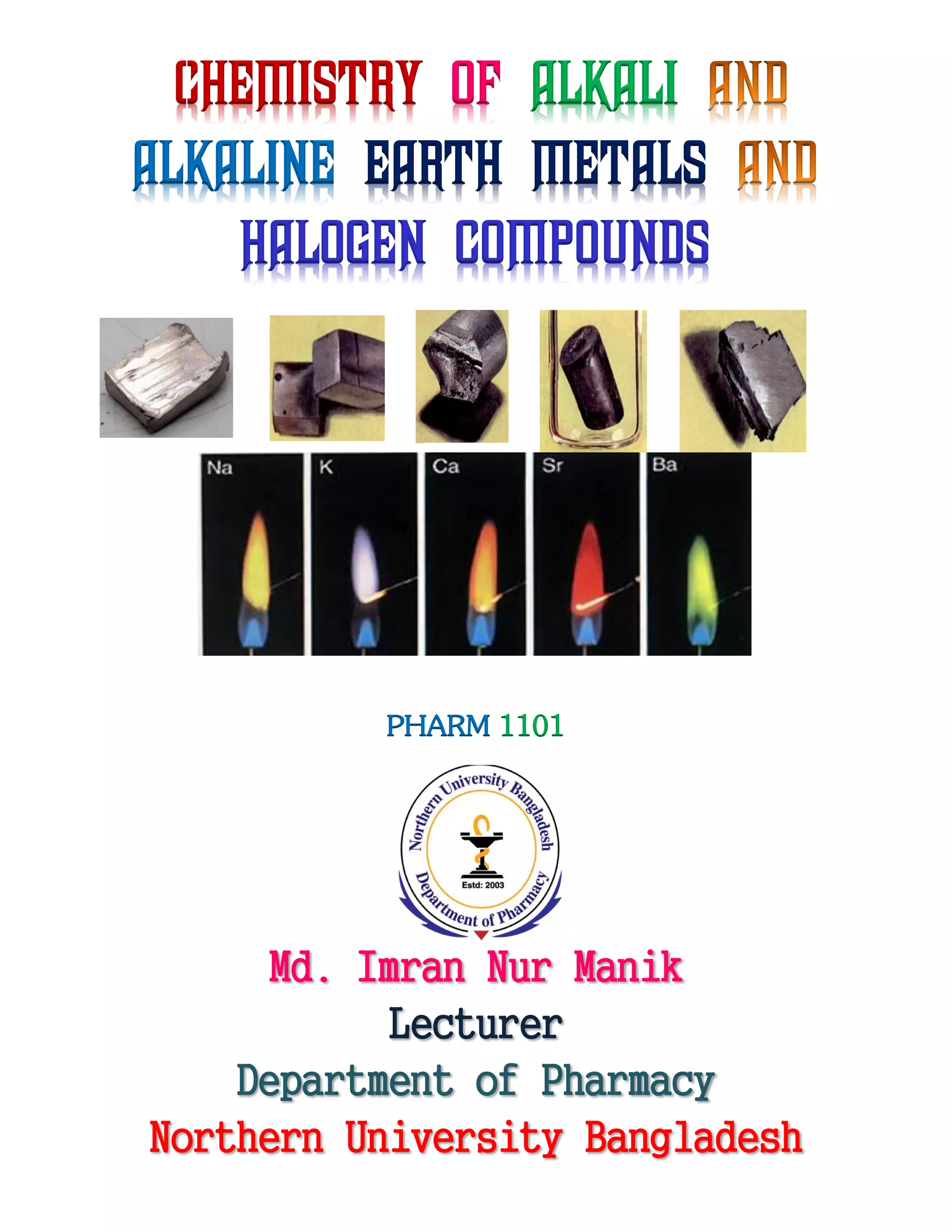 Chemistry of alkali and alkaline earth metals and halogen compounds ...