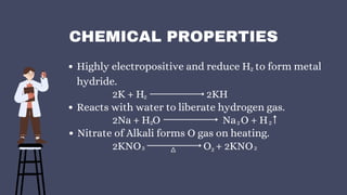 Understanding Alkali Metals: Properties, Reactions, and Applications | PDF