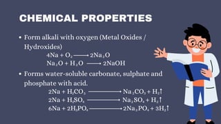 Understanding Alkali Metals: Properties, Reactions, and Applications | PDF