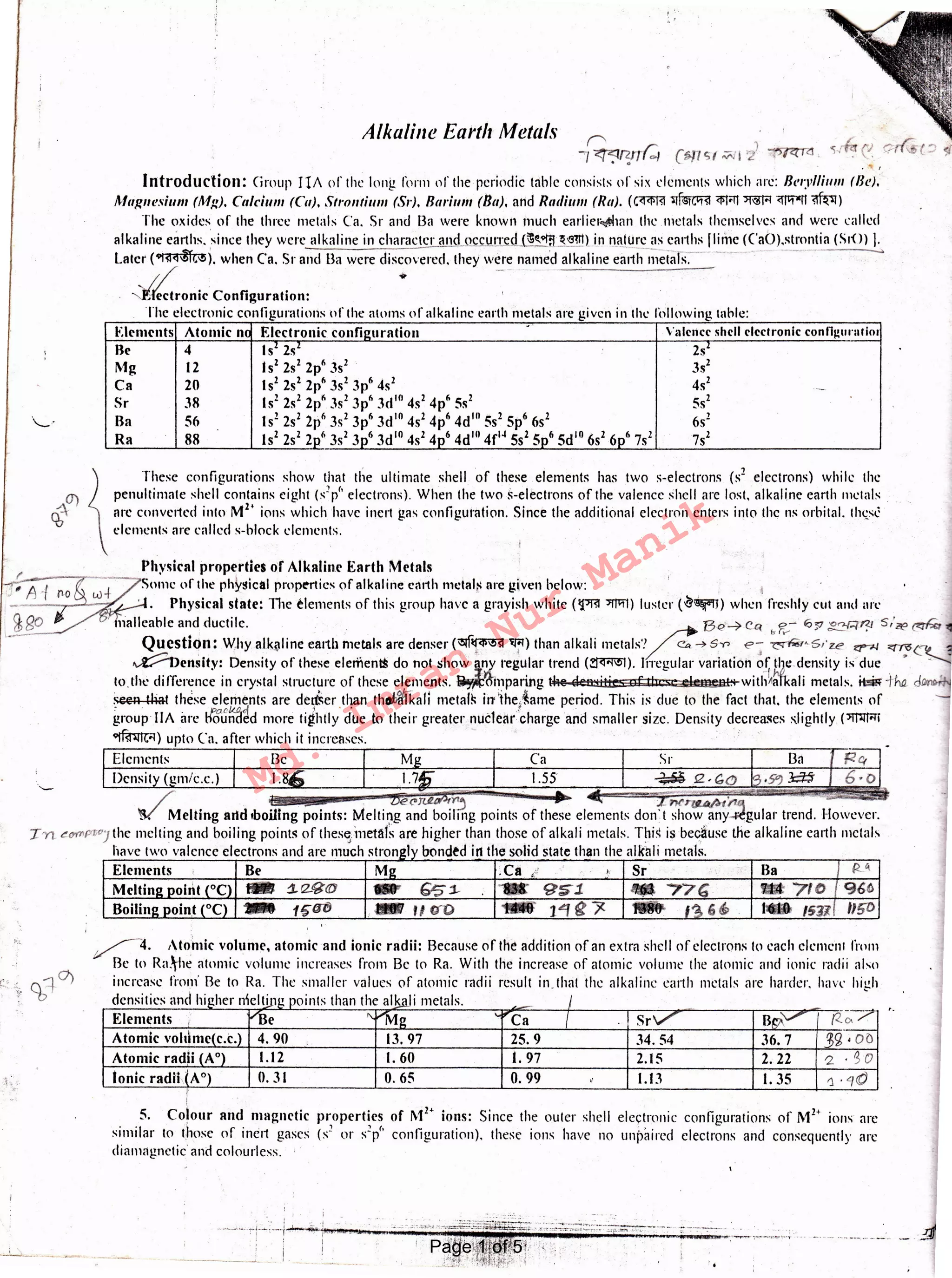 Alkaline Earth Metal MANIK | PDF