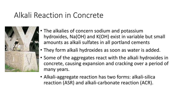 Alkali reaction in concrete | PPTX | Chemistry | Science