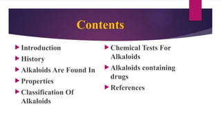 ALKALOID general introduction pharmacognosy | PPTX