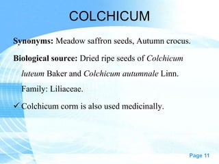 Alkaloidal amines ephedra, colchicum Pharmacognostic study | PPT