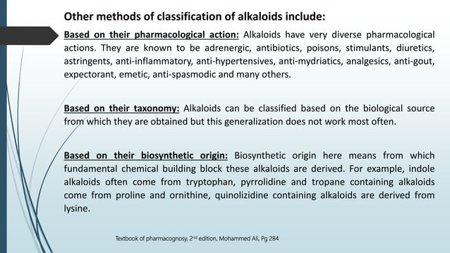 Alkaloids Pharmacognosy | PPTX