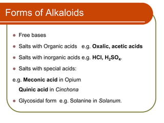 Introduction to alkaloids, Pharmacy | PPT