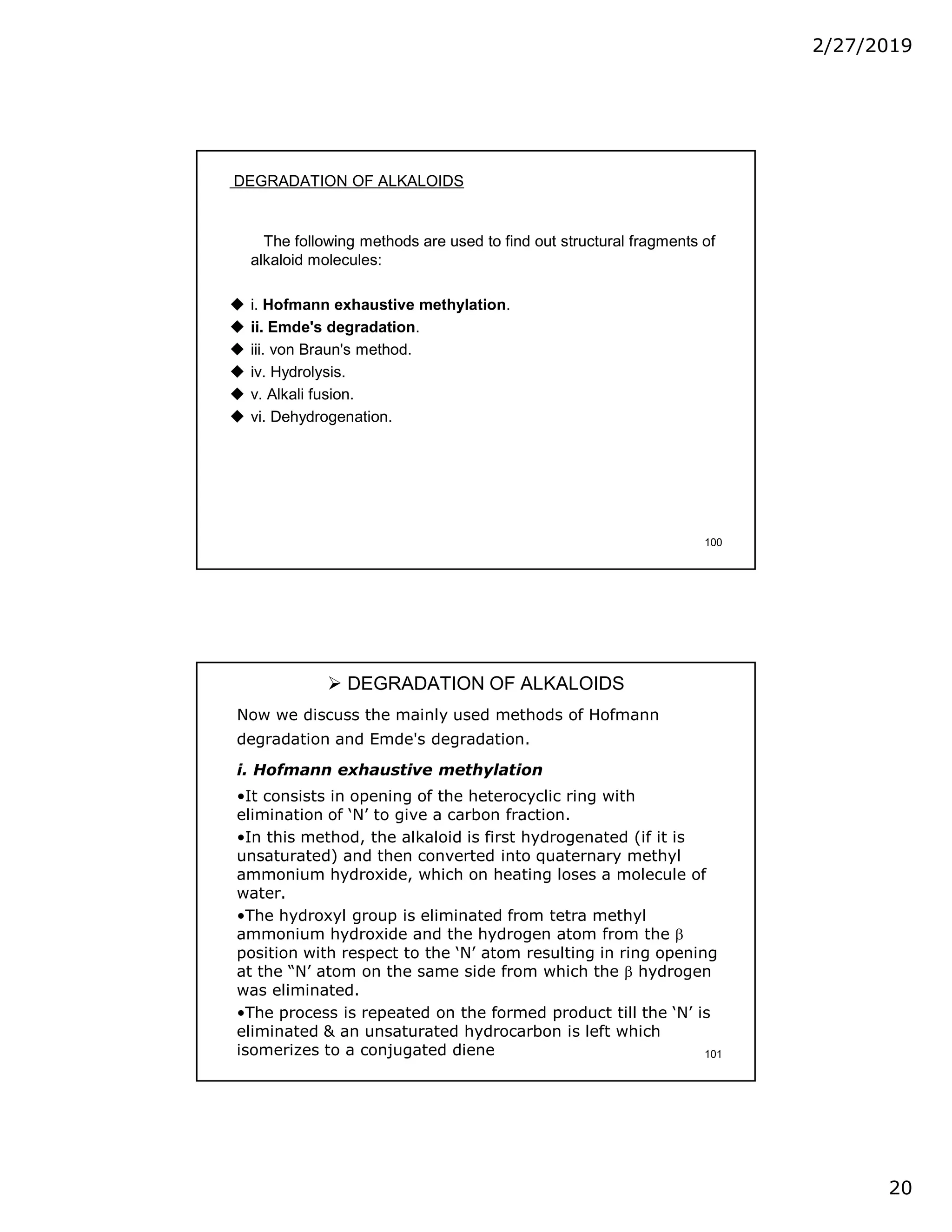 alkaloids -General methods of structural elucidation of Alkaloids ...