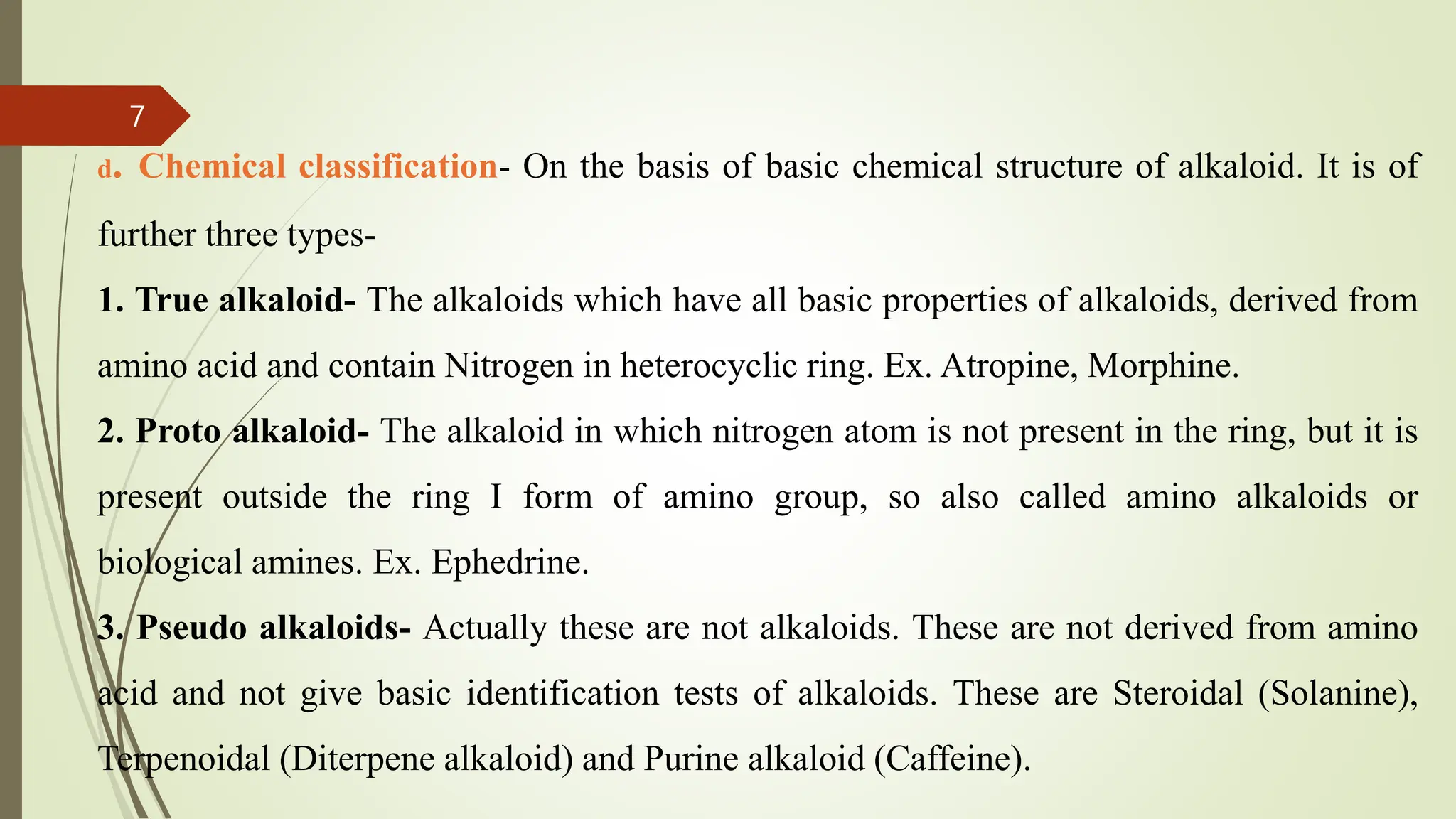 Introduction Classification Of Alkaloids | PPTX | Chemistry | Science