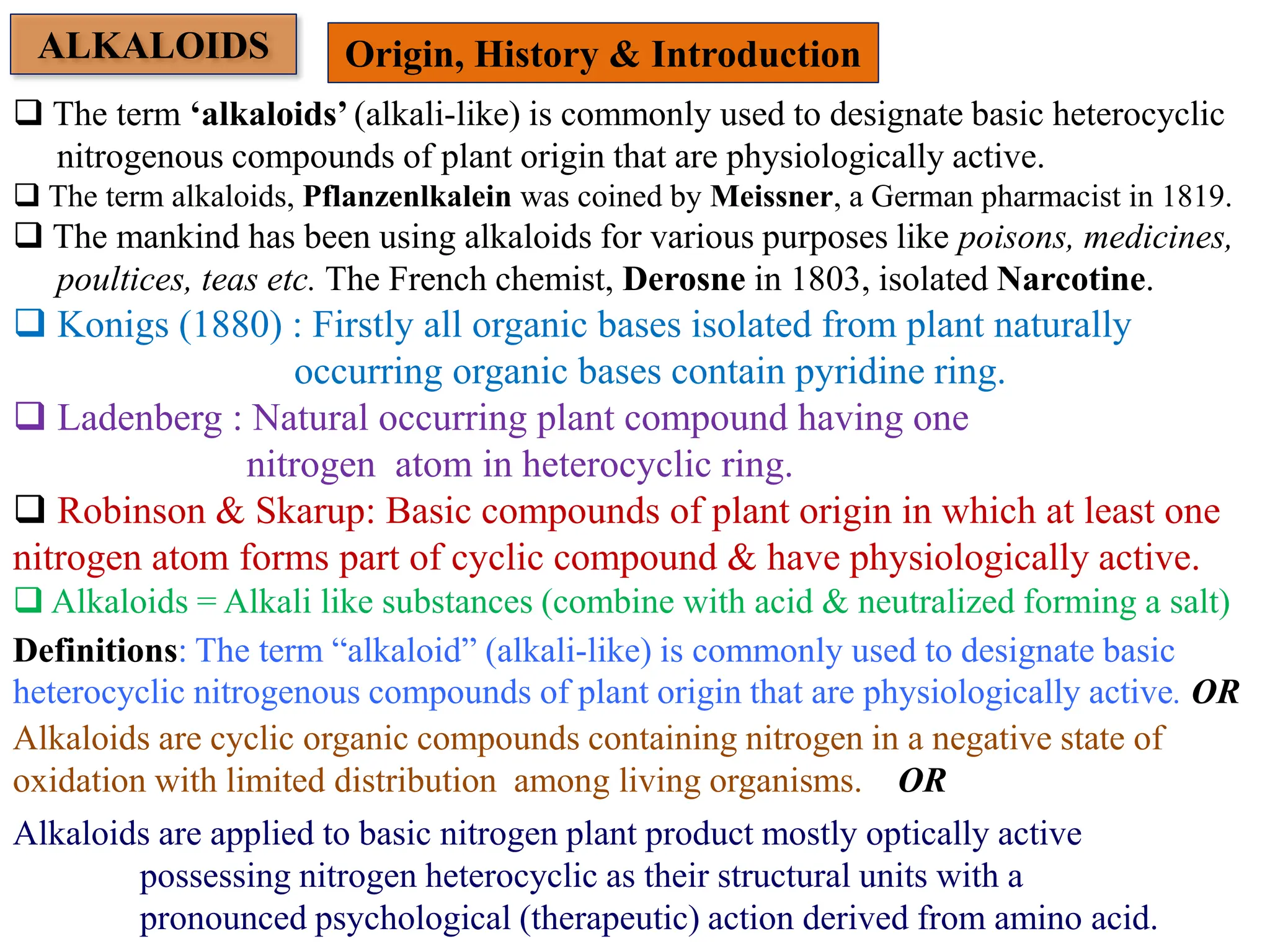 Alkaloids bio synthesis : control, mechanism & application. | PDF