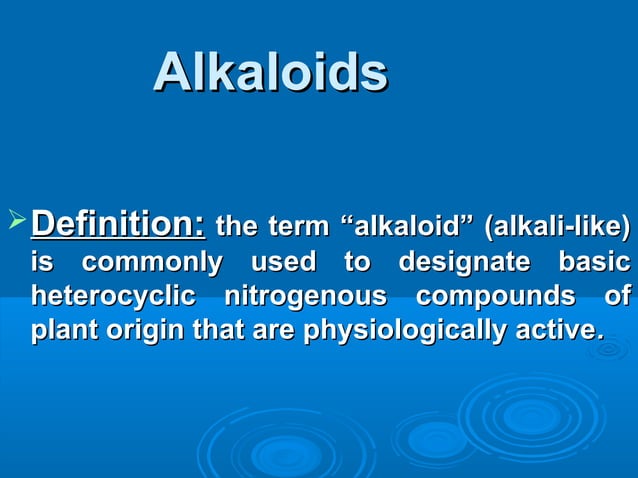 Alkaloids introduction | PPT