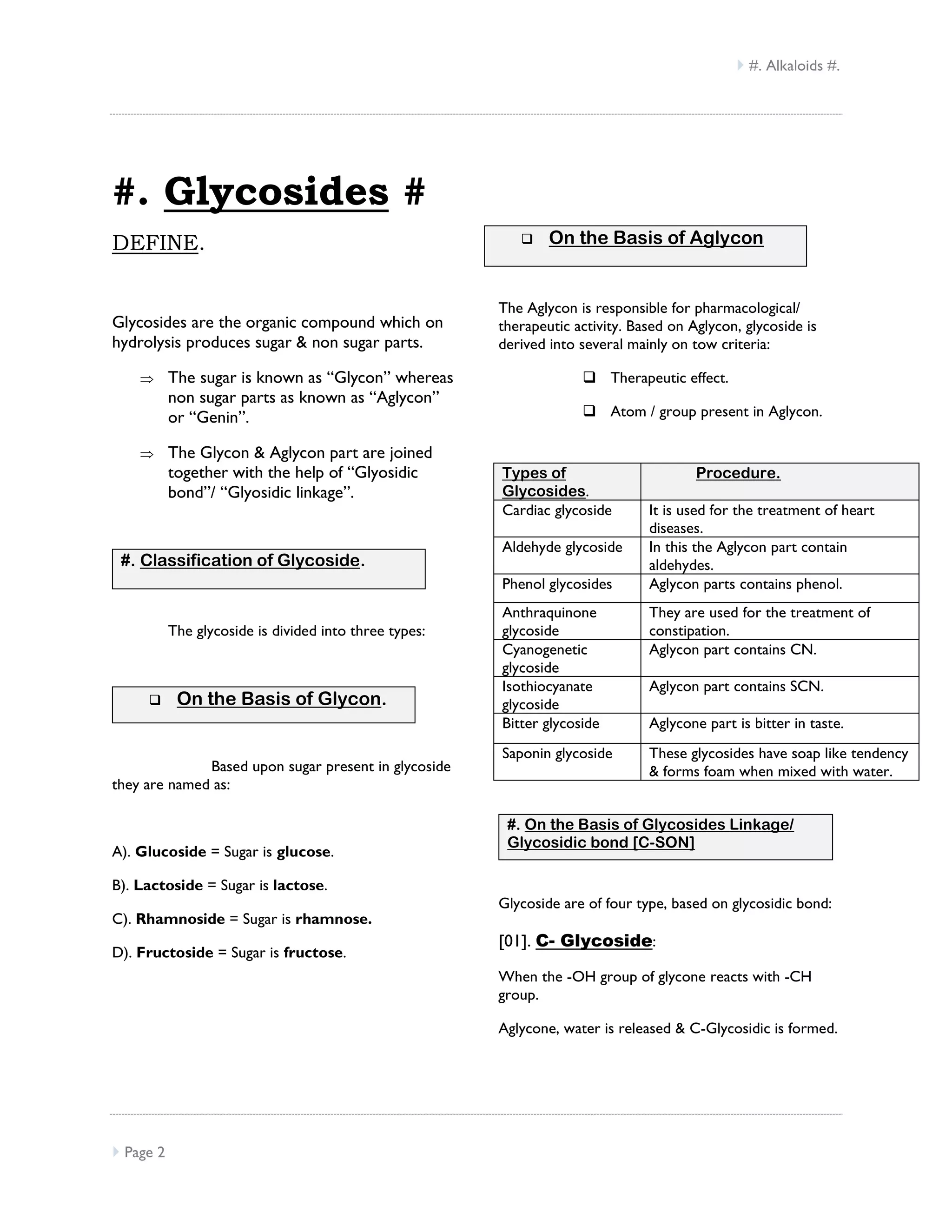 Alkaloids & Glycoside Notes. | PDF