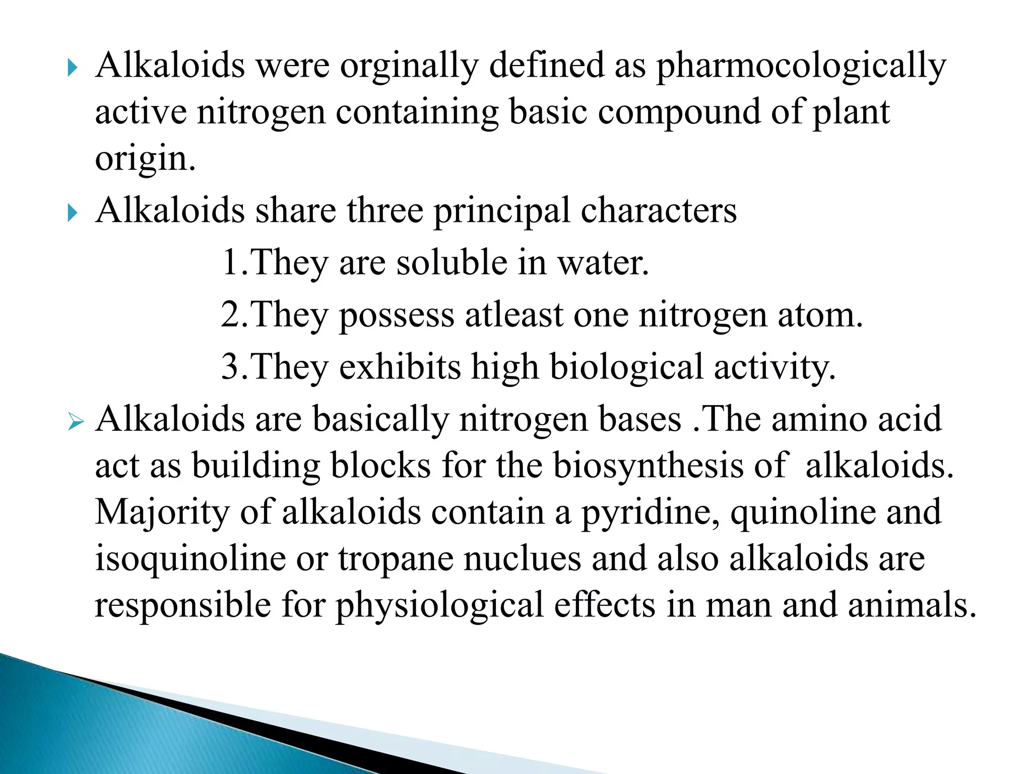 Alkaloids in plants | PPTX