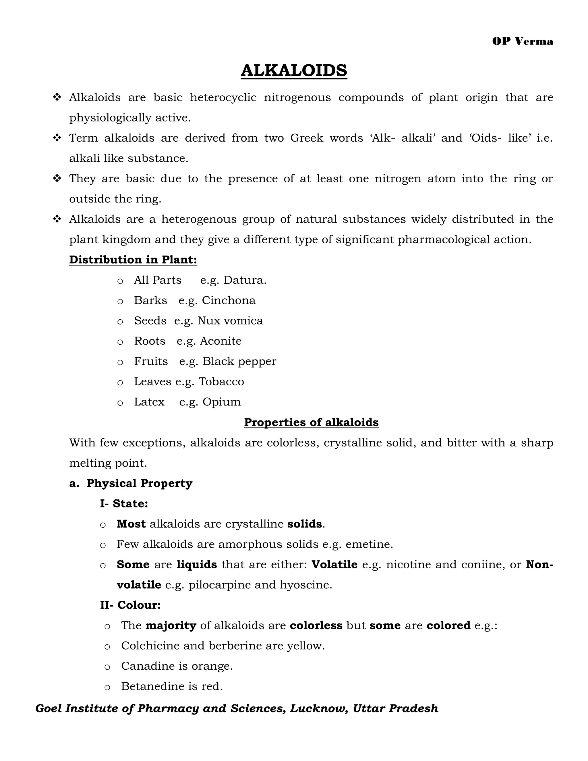 Alkaloids: An overview | PDF