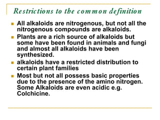 Alkaloids Introduction and classification | PDF