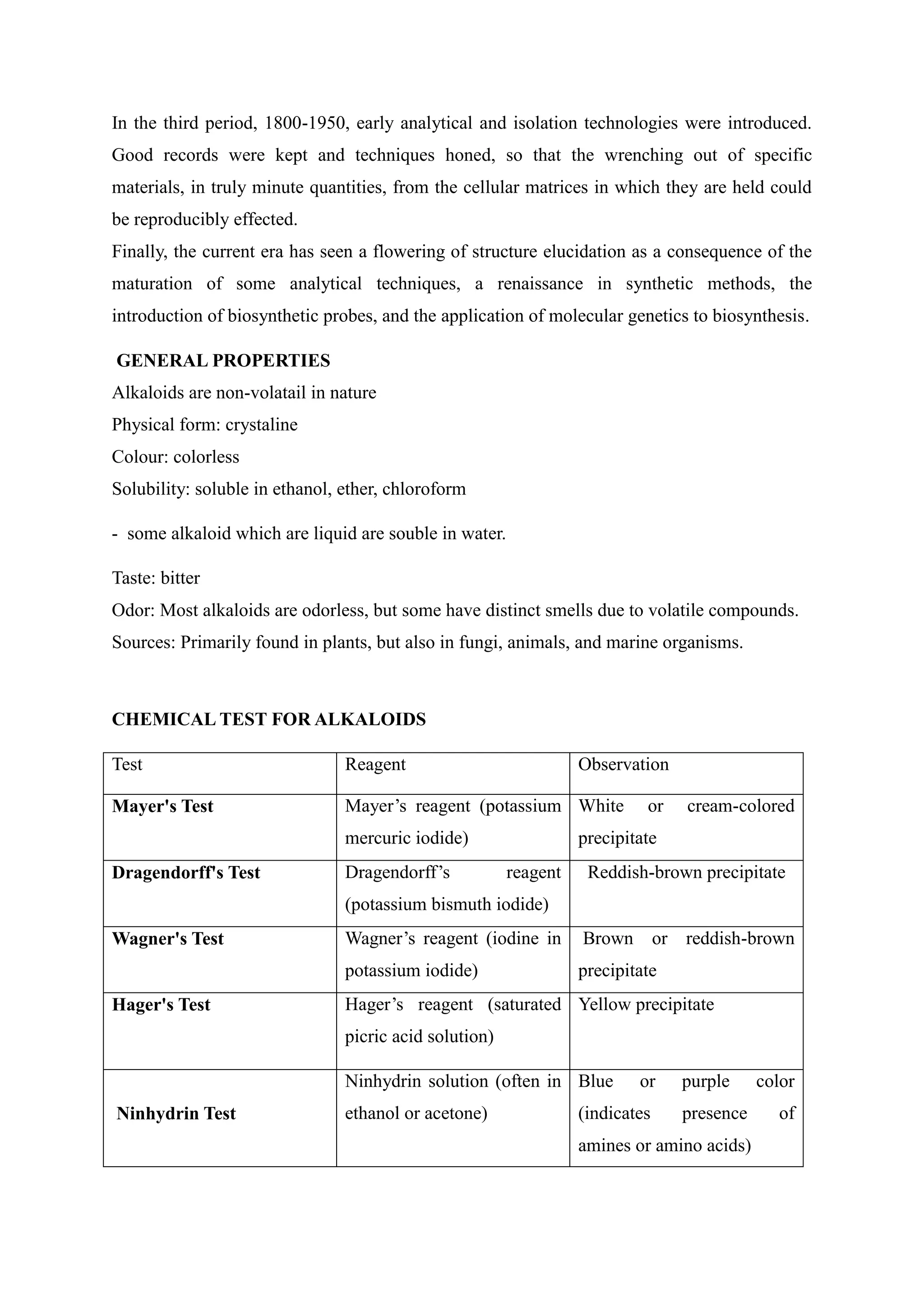 Alkaloids, classification, structural Elucidation. | PDF