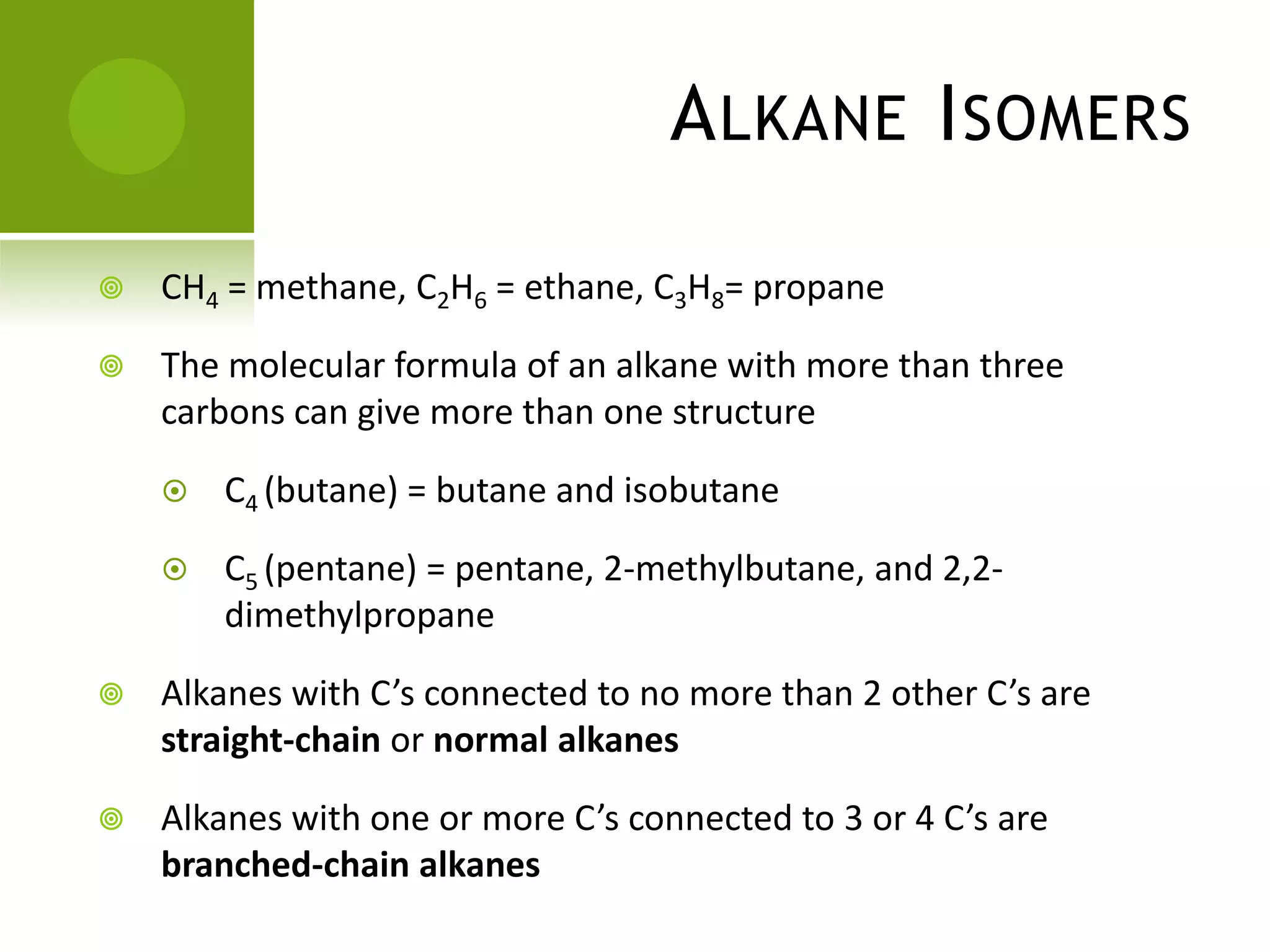 Alkane and cycloalkanes | PDF